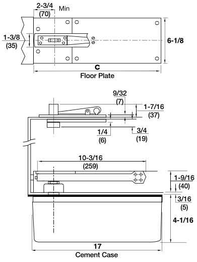 Rixson Model 40 40N 626 Heavy-Duty Floor Closers Center Hung Double Acting