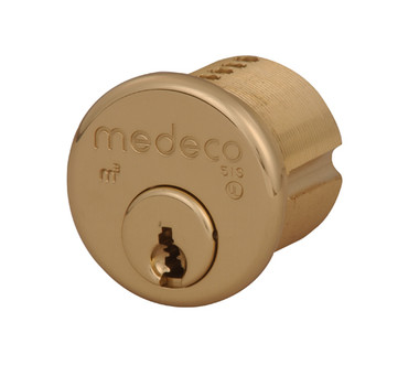 Medeco 10-0100-606 1" (1 inch) High Security Mortise Cylinder Satin Brass