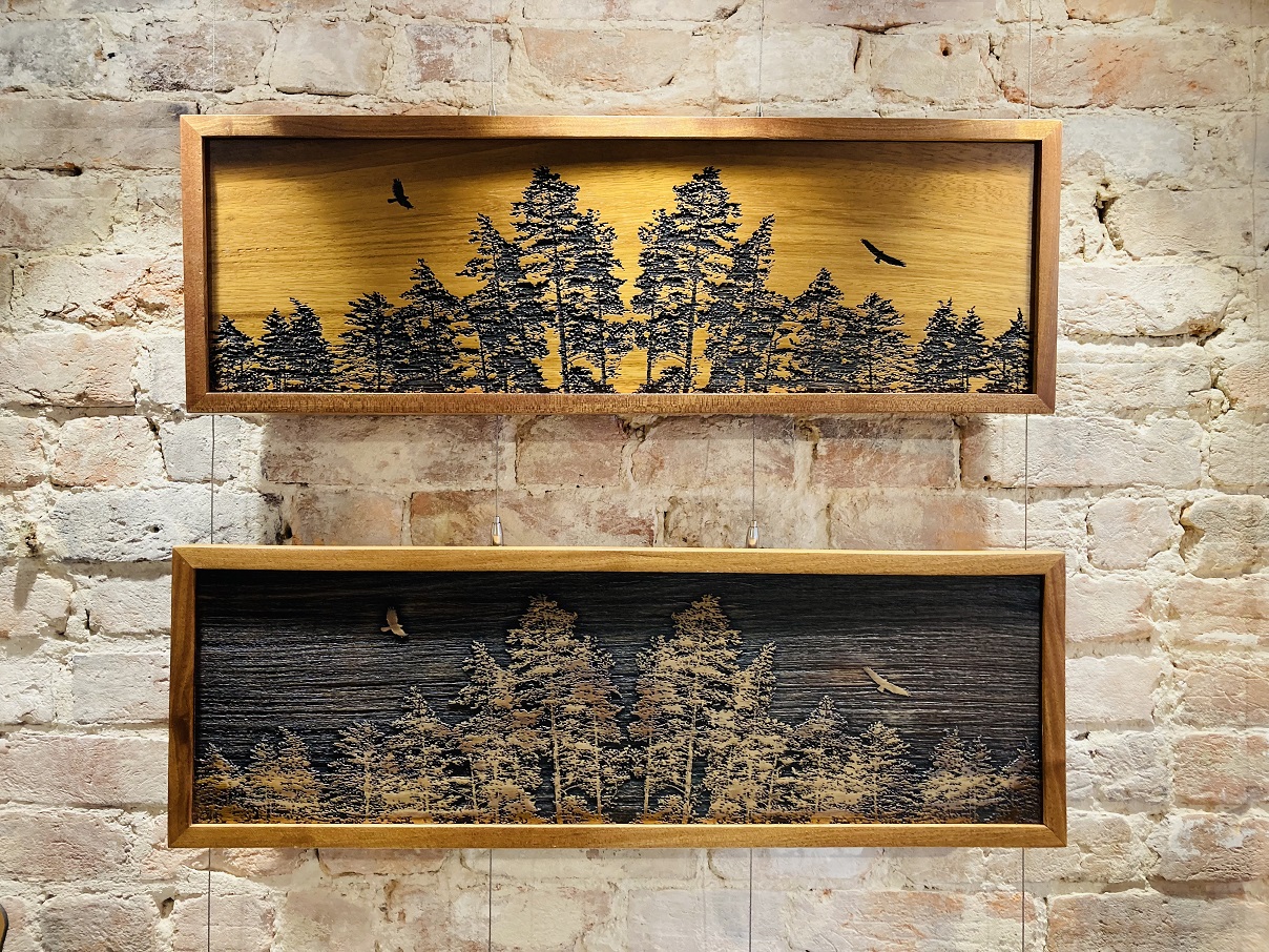 Buzzards Over Tree Line by Day - Wood Engraving