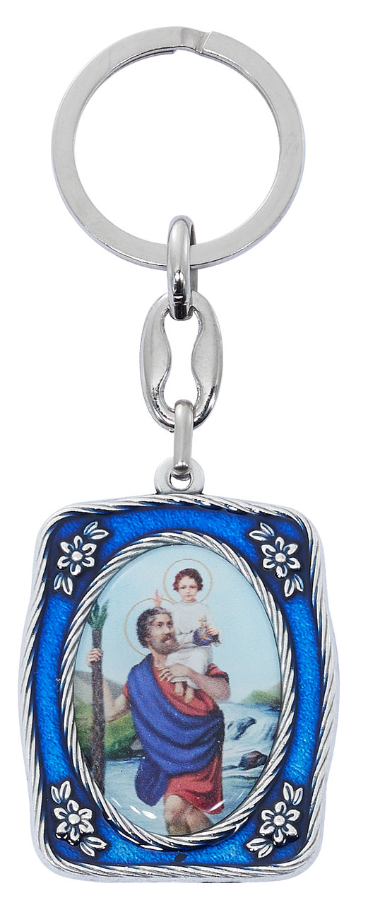 (94-43) ST. CHRISTOPHER BLUE ENAM KEY - McVan