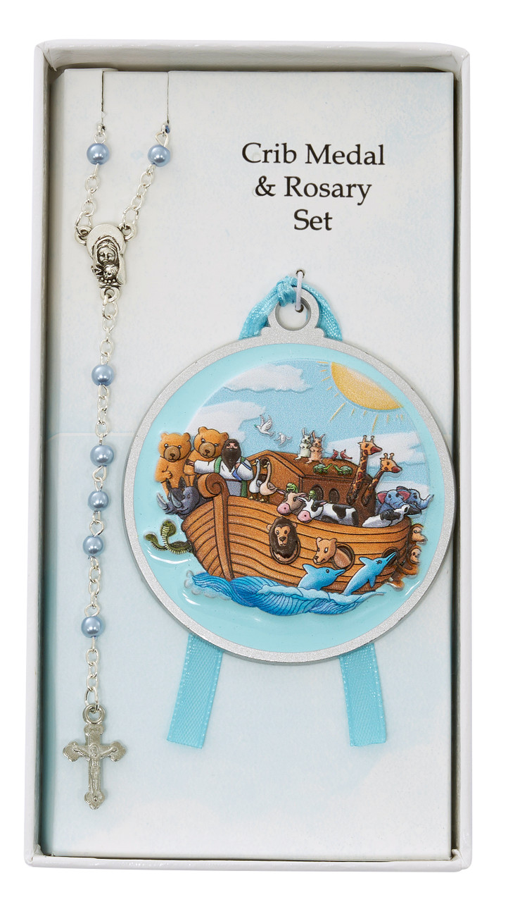 (BS68) 3D BLUE NOAH'S ARK CRIB MEDAL - McVan
