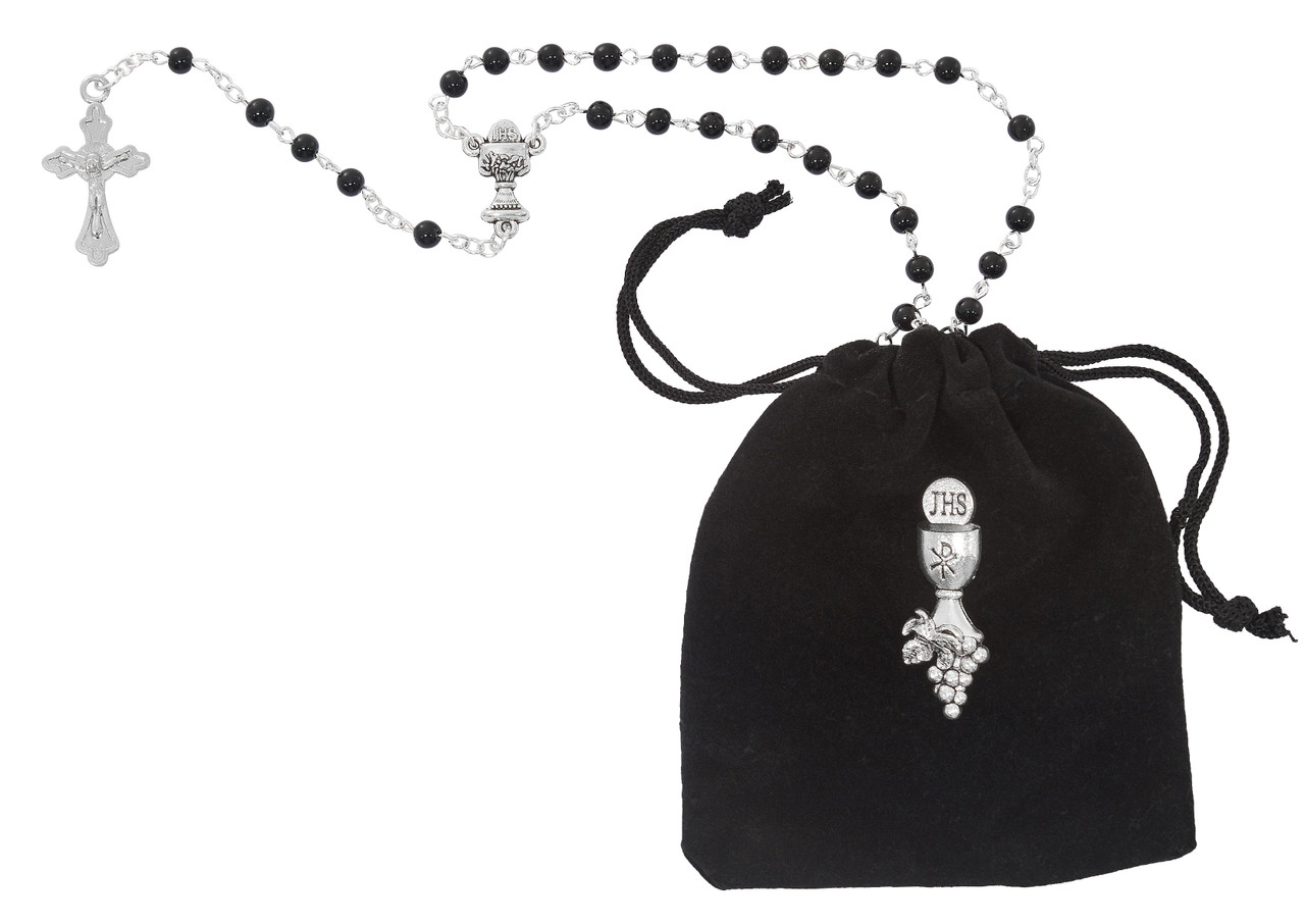 (P560RP) BLACK BAG,ROSARY AND PIN SET - McVan