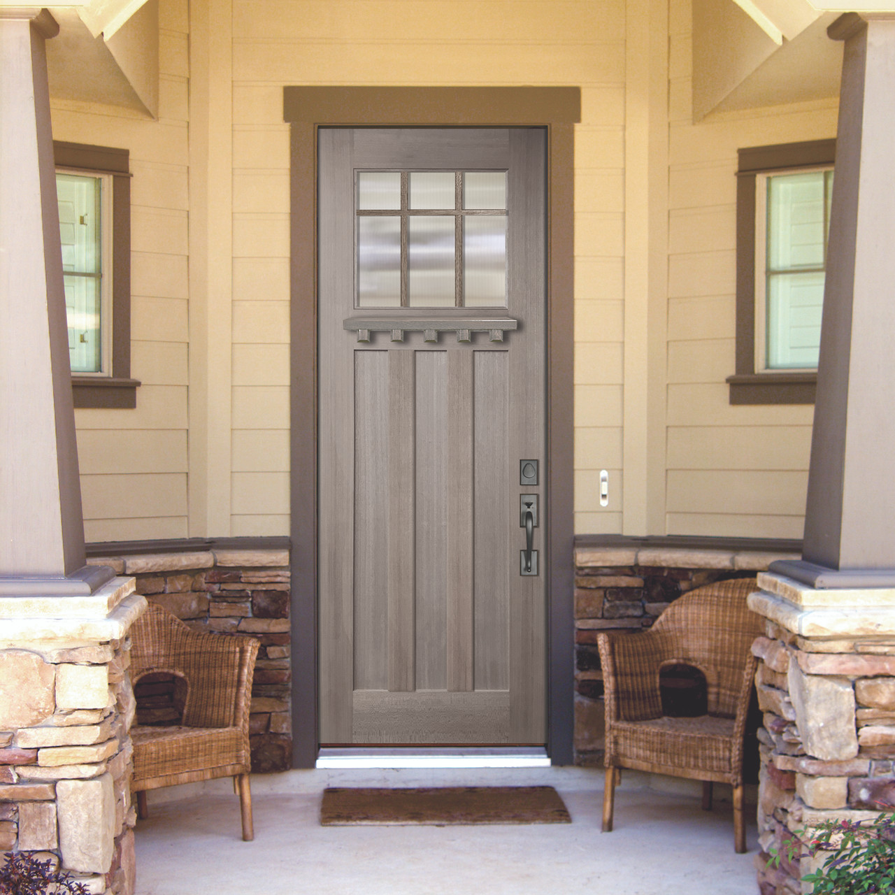 Timber Wolf Distressed Finish Sample | Knockety Front Doors