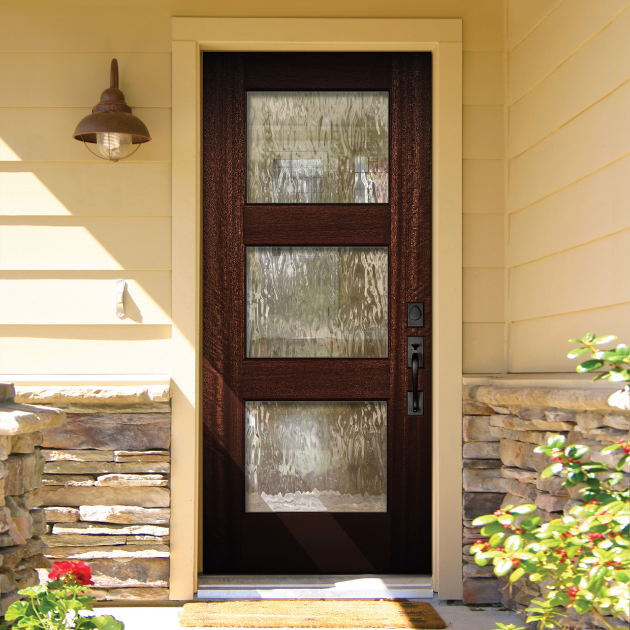 Cinnamon Distressed Finish Sample | Knockety Front Doors