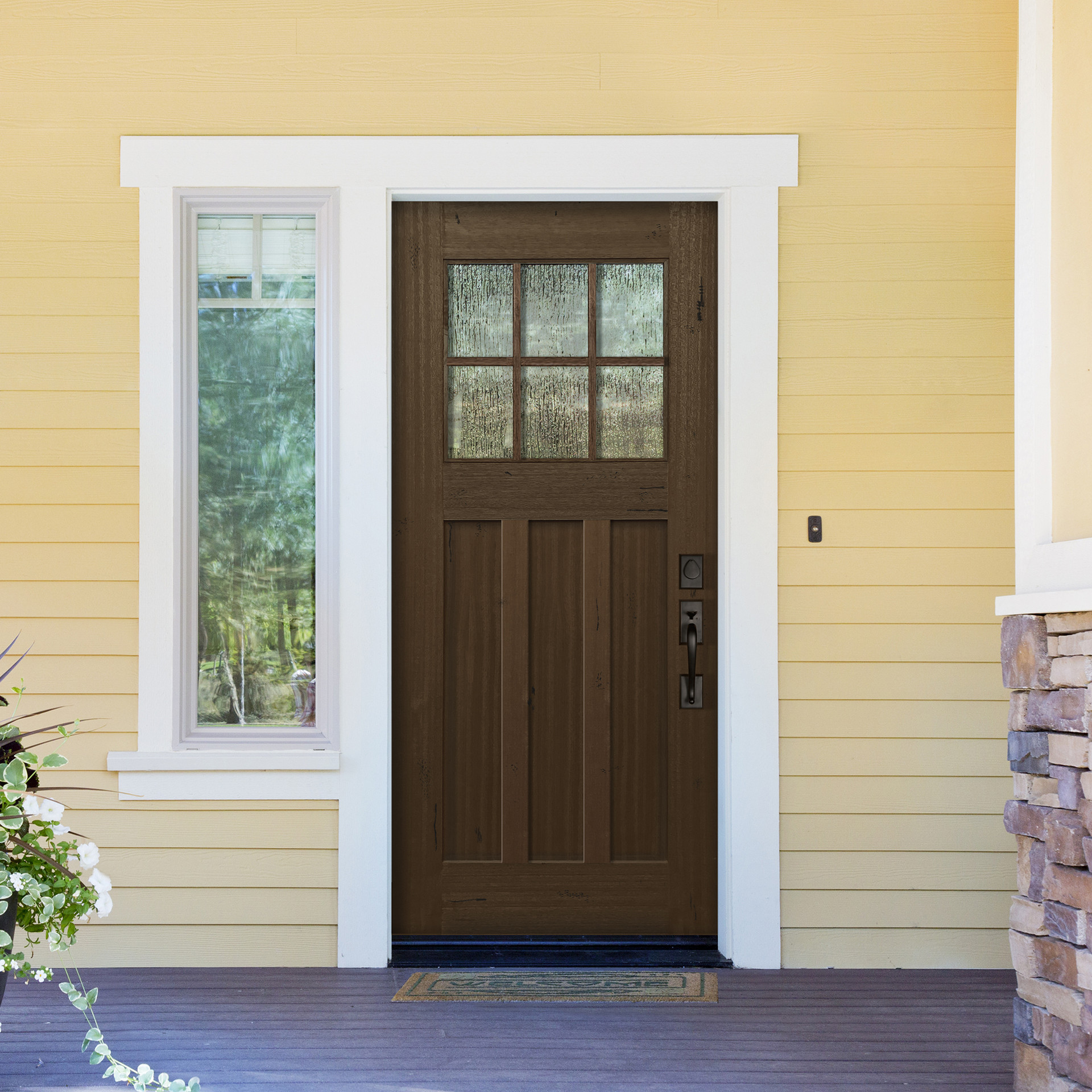 Chestnut Fiberglass Finish Sample | Knockety Front Doors