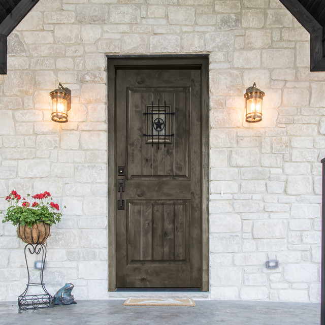 Knotty Alder Solid Square 2 Panel Wood Door | Knockety Front Doors
