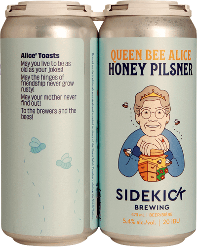 Sidekick Queen Bee Alice Honey Pilsner 4 Pack 473ml