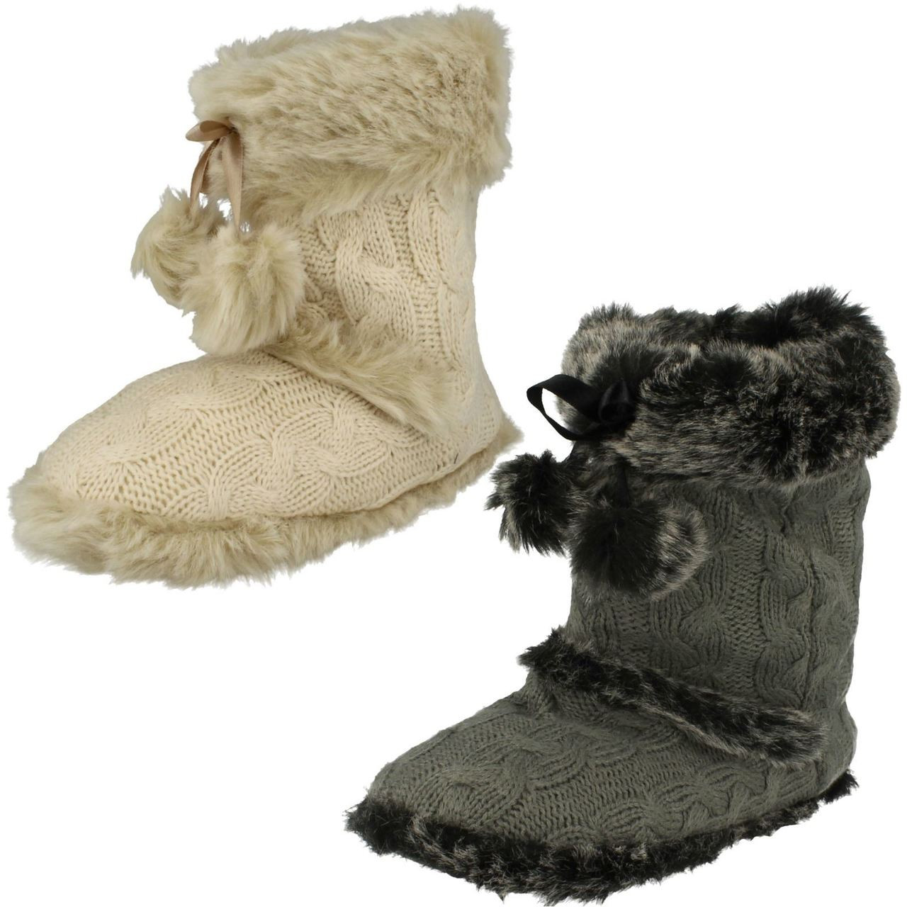 Ladies Spot On Slip On Bootee Slippers