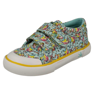 Boys Startrite Dinosaur Detailed Hook & Loop Canvas Shoes Dino-Mite