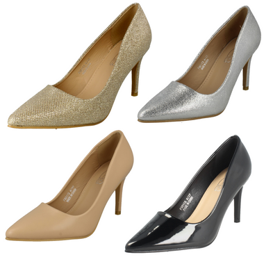 Ladies Spot On High Heeled Evening Court Shoes F9R0113