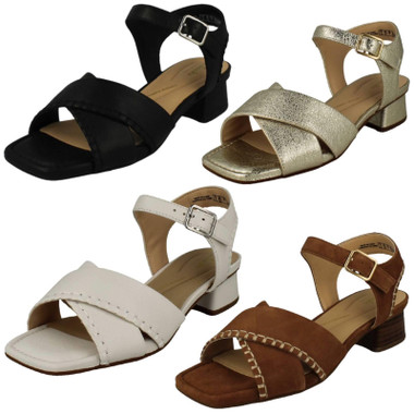 Ladies Clarks Square Toe Sandals - Serina 35 Cross