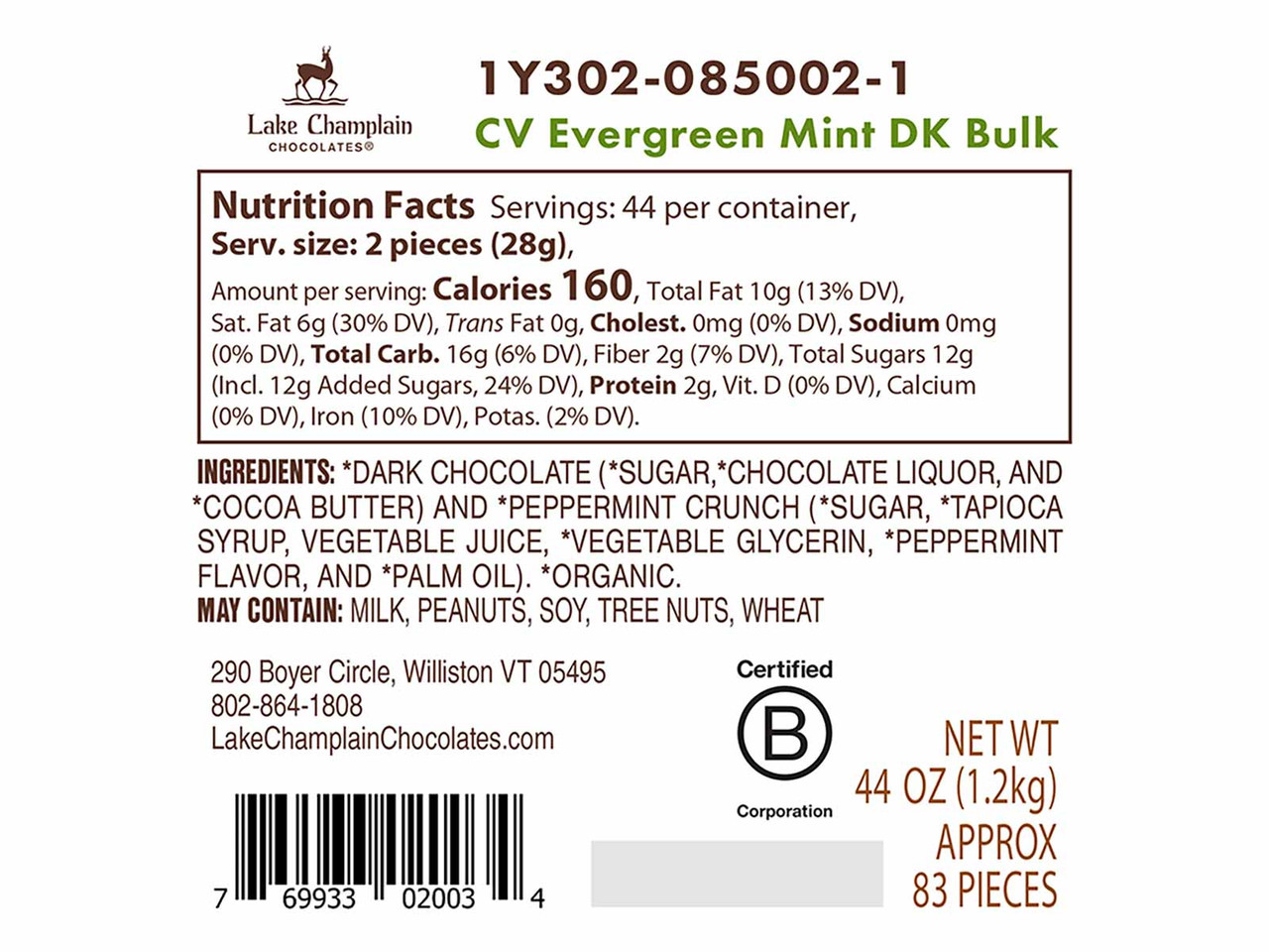 Gourmet Chocolate Mints: Bulk Evergreen Dark Chocolate Mints of Vermont