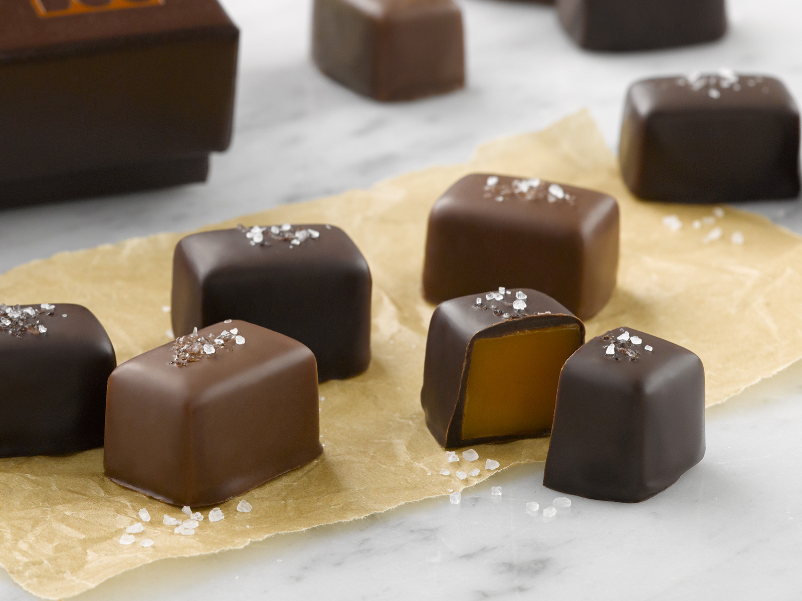 Assorted Sea Salt Caramels: Assorted Chocolate Caramels