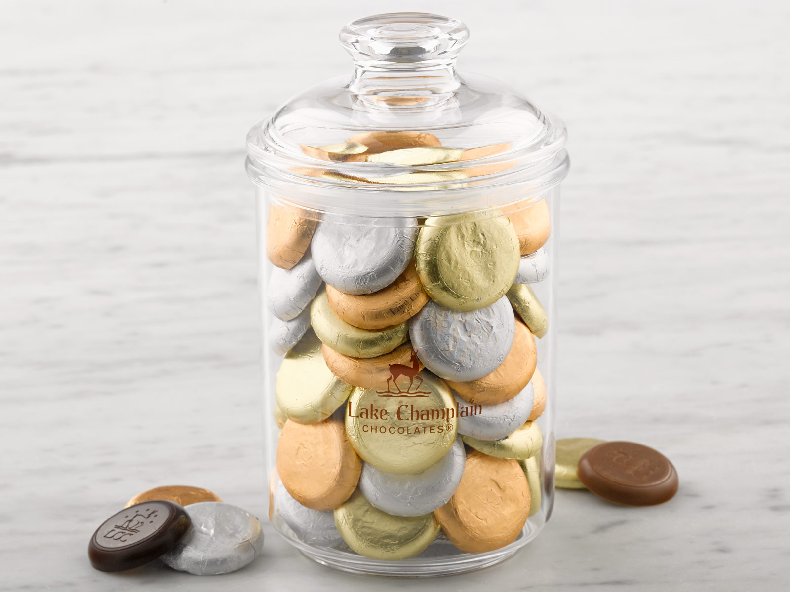 Chocolate Coins Candy Jars: Custom Chocolate Gift Jar