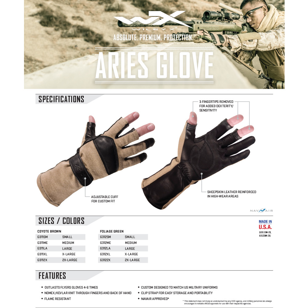 Wiley X Aries Flight Glove - Wiley X Australia