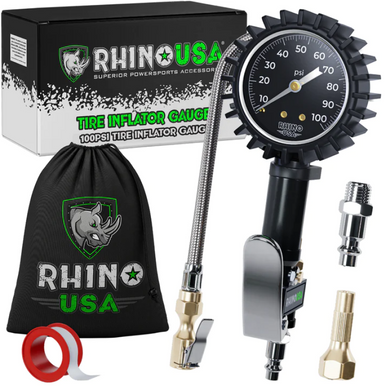 Rhino USA 100 Psi Analog Tire Inflator Gauge - RGAUGE-0100 - ID Speed Shop