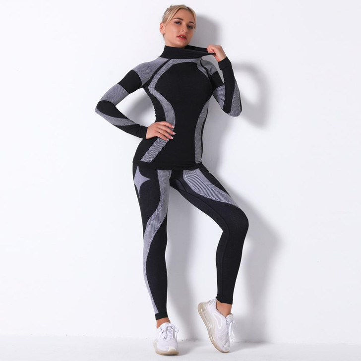 Long Sleeve Gym Top Women 2/3pcs Seamless Set Yoga Sport Suit Gym wear Workout Clothes