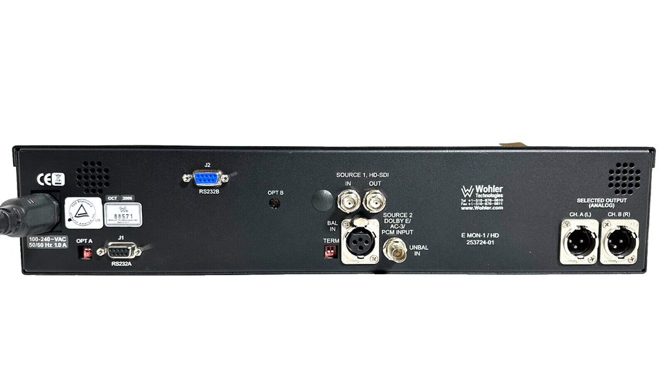 Wohler E Mon-1 Series Digital Audio Monitor Panel -1013 (One) - True ...