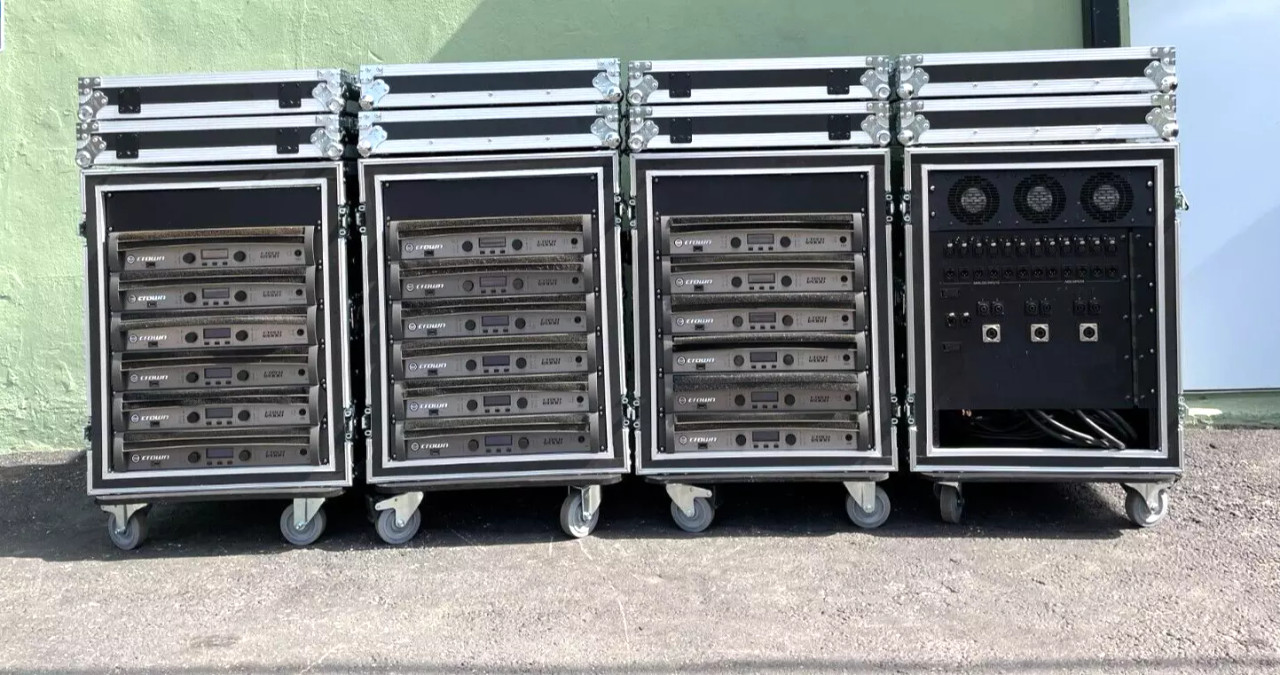 Crown I-Tech 12000HD Power Amplifier W/rack and speaker panel (Lot of 6 ...