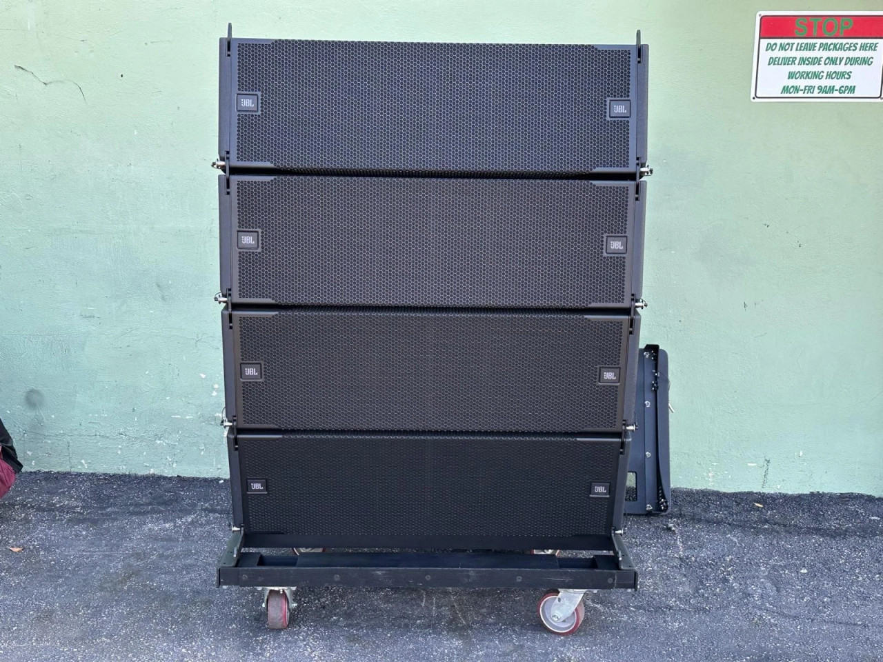(4) JBL VTX A12W Dual 12-inch Line Array Loudspeaker W/ Dolly & Covers ...