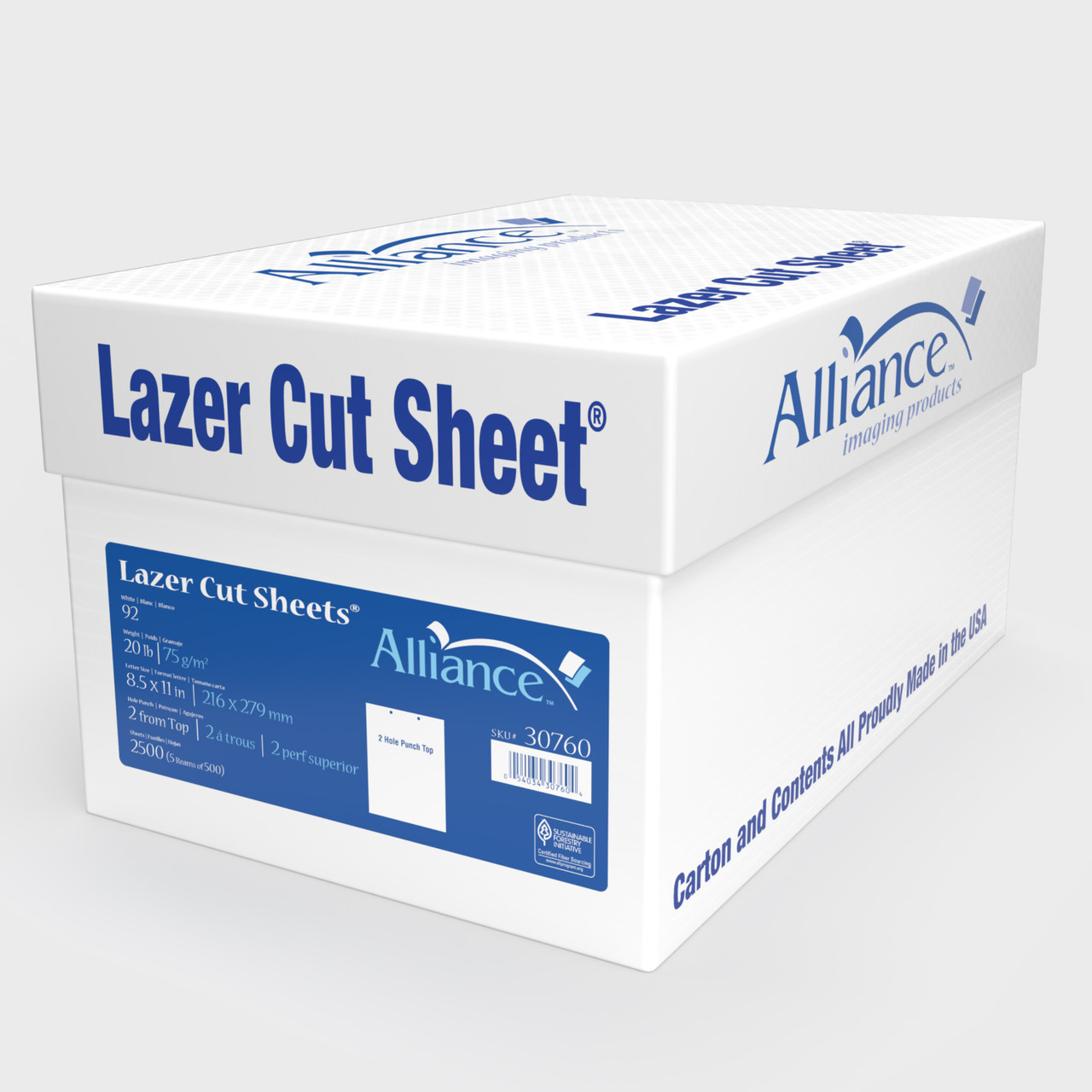Prepunched Paper 2 Hole Top Laser Cut Sheet 8.5 x 11, 92 Bright, 20 LB ...