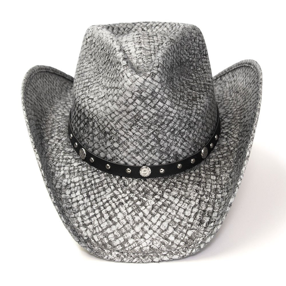 Gray Straw Western Pinch Front Hat - Western Express