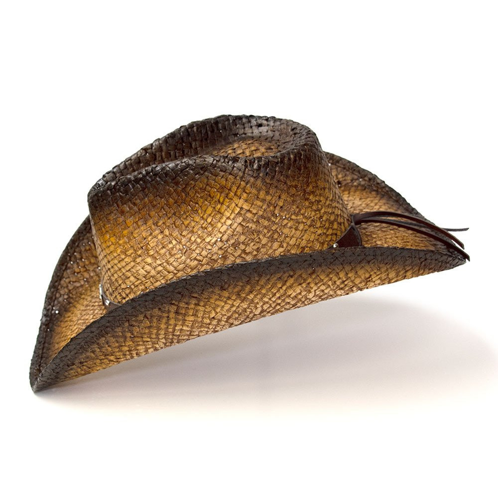 Dark Brown Straw Western Pinch Front Hat - Western Express