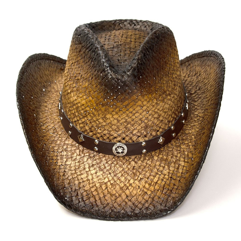 Dark Brown Straw Western Pinch Front Hat - Western Express