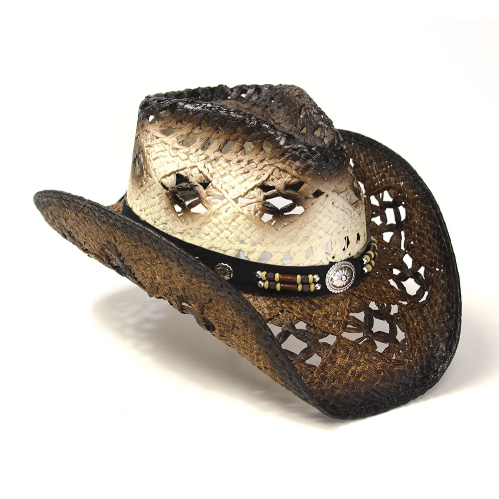 Brown Straw Western Pinch Front Hat - Western Express