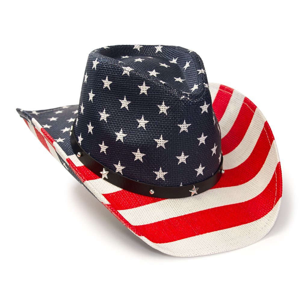 Red, White & Blue Americana Straw Western Hat - Western Express
