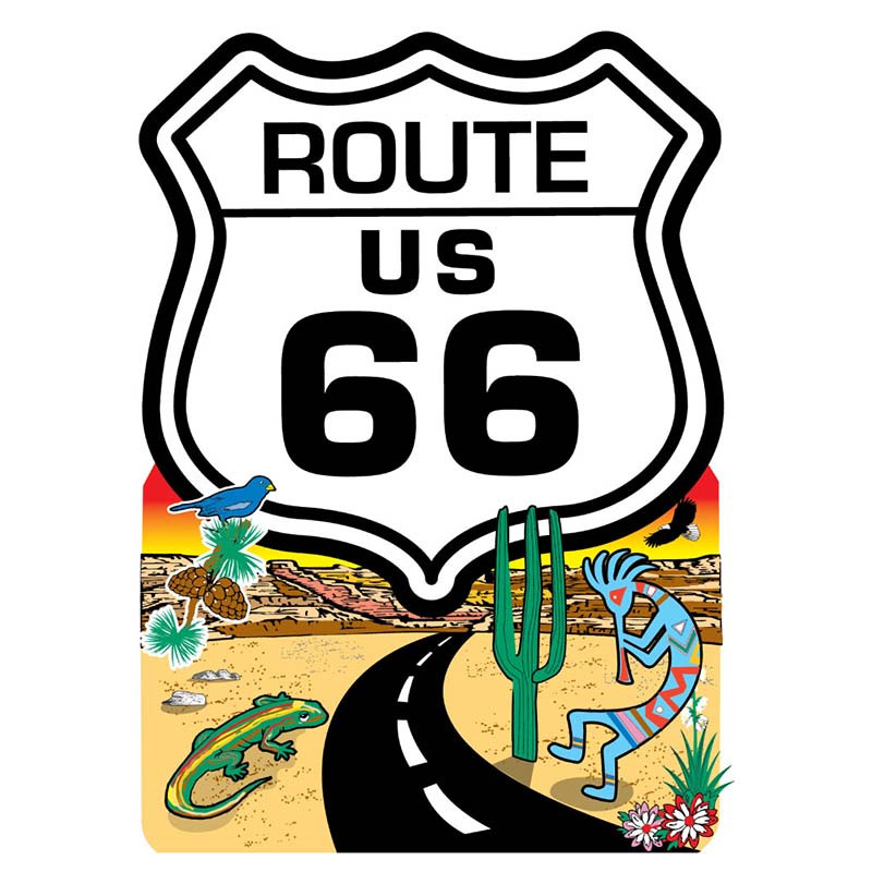 Made in the USA - Rt 66 Shield & Desert Scene Die-cut Sticker - Western ...
