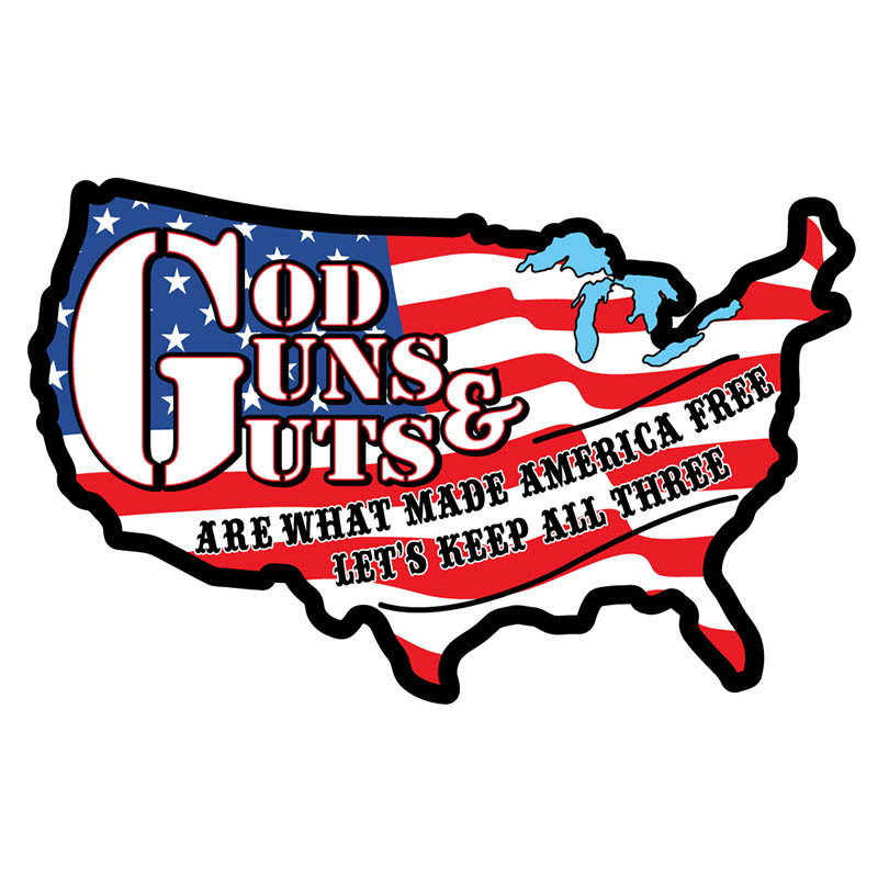 Made in the USA - God, Guns, & Guts Die-cut US Magnet - Western Express