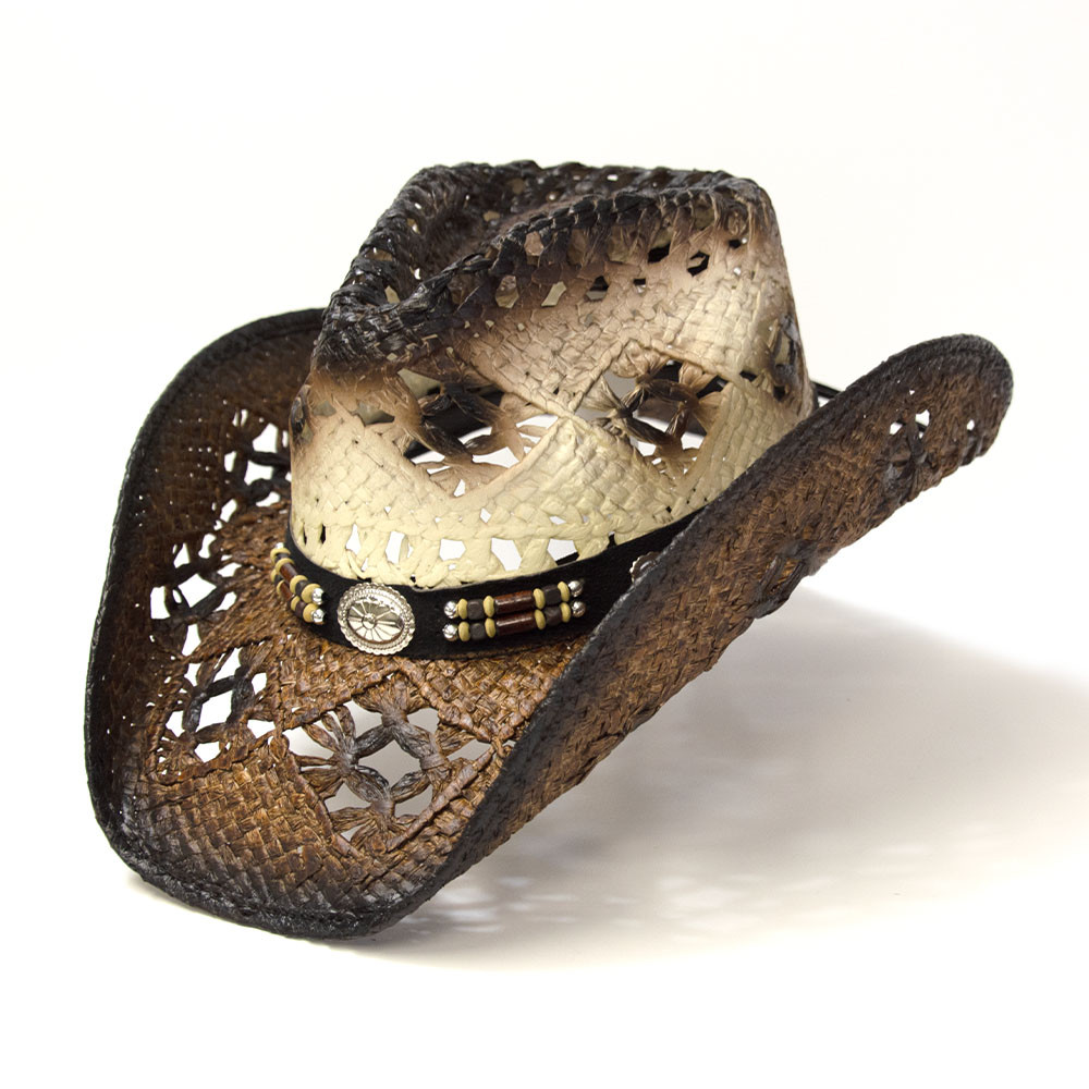 White Twisted Straw Western Pinch Front Hat with Rhinestone Hat Band ...