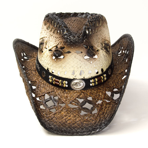 Brown Straw Western Pinch Front Hat - Western Express