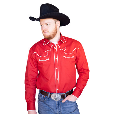 Men's Red Western Shirt - Western Express