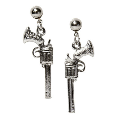 Made in the USA - Silver Plated Revolver Earrings with Ball Stud ...