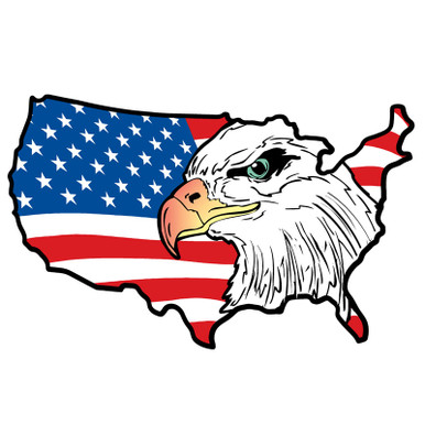 Made in the USA - Map with Eagle & American Flag Die-cut Sticker ...