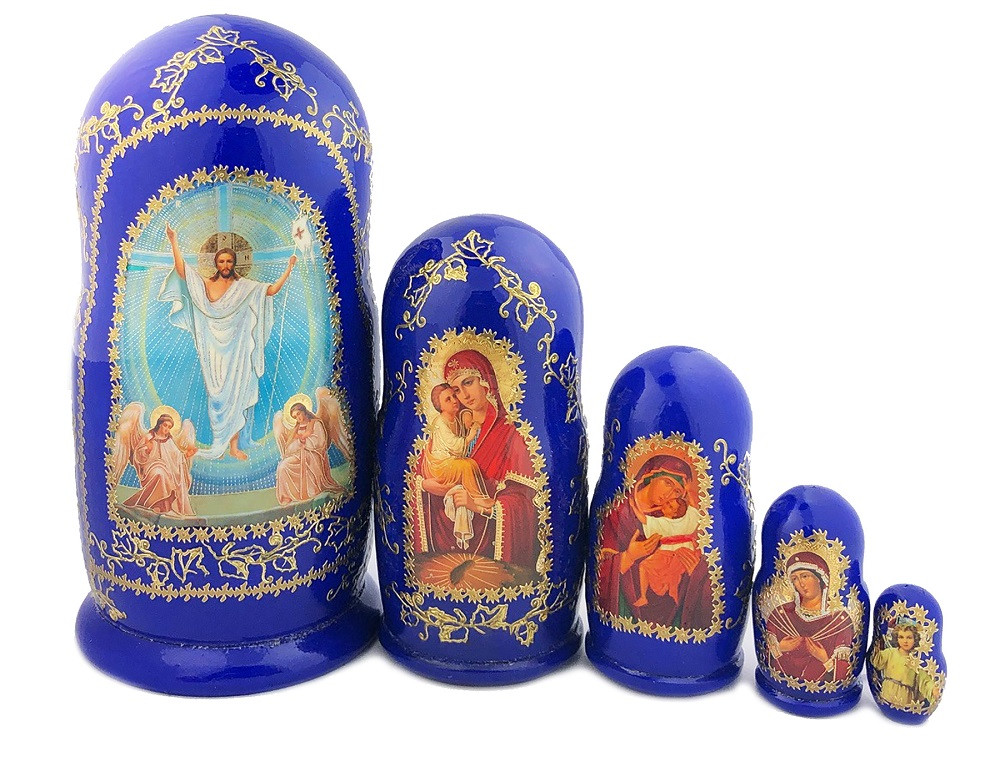 Icon Nesting Dolls, 5pc Resurrection - Ancient Faith Store