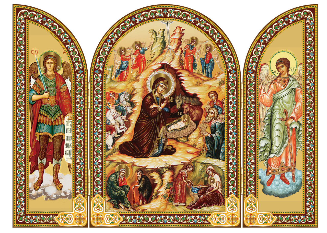 Triptych: Nativity scenes with archangels, large icons - Ancient Faith ...