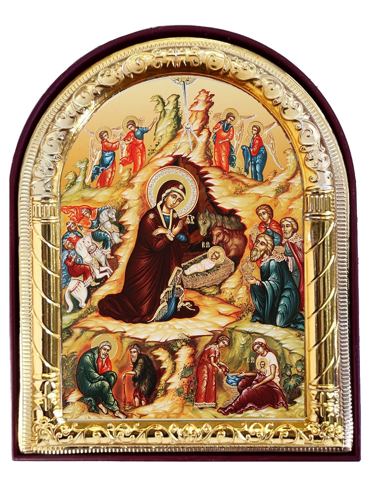 Arched Nativity with scenes, small standing icon - Ancient Faith Store