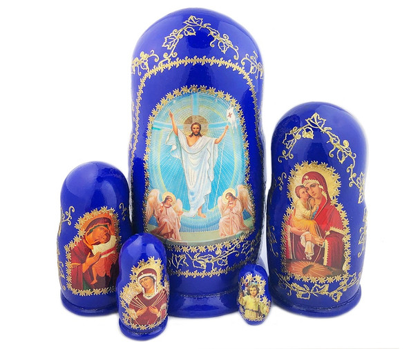 Icon Nesting Dolls, 5pc Resurrection - Ancient Faith Store