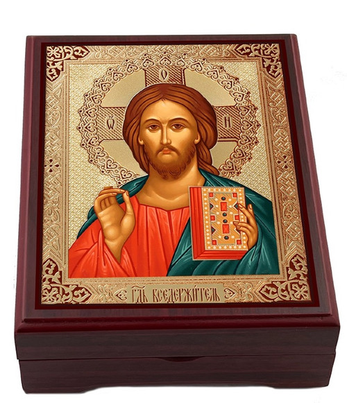 Wooden Icon Box, Christ the Teacher, deluxe large - Ancient Faith Store