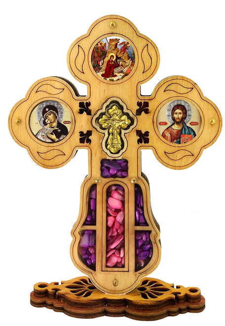 Budded Cross on stand, Nativity with incense
