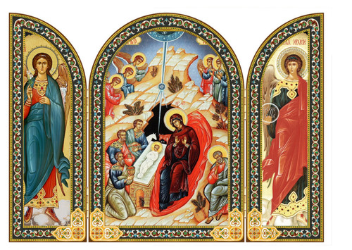Triptych: Angelic Nativity with archangels, large icons - Ancient Faith Store