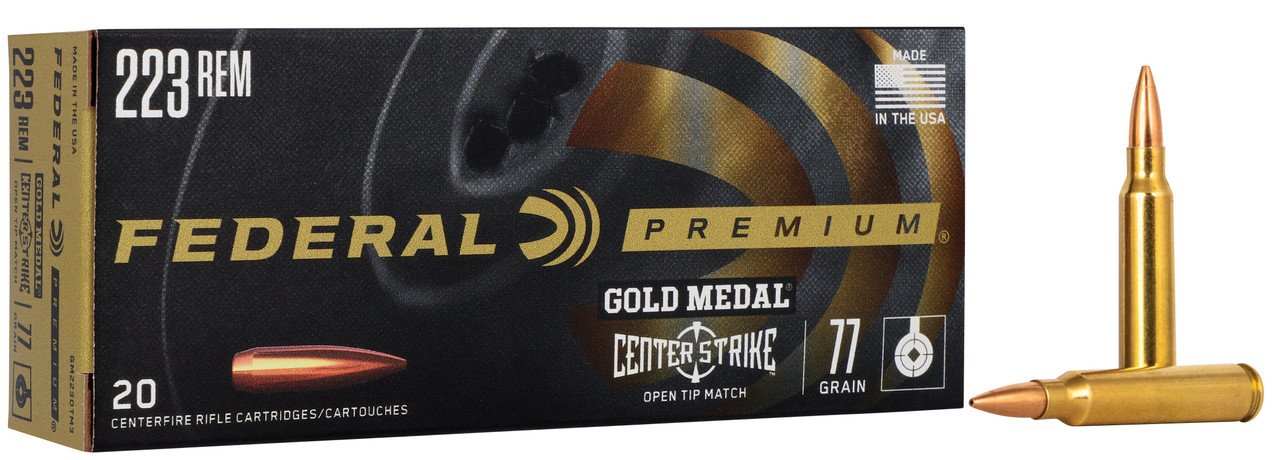 Federal Gold Medal Ammo 223 Rem 77gr OTM CenterStrike 2720 FPS 20/box