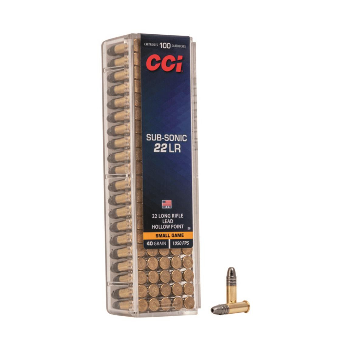 CCI Subsonic Hollow Point Ammo .22 LR 40gr HP 1050 fps 100/box [50 ...