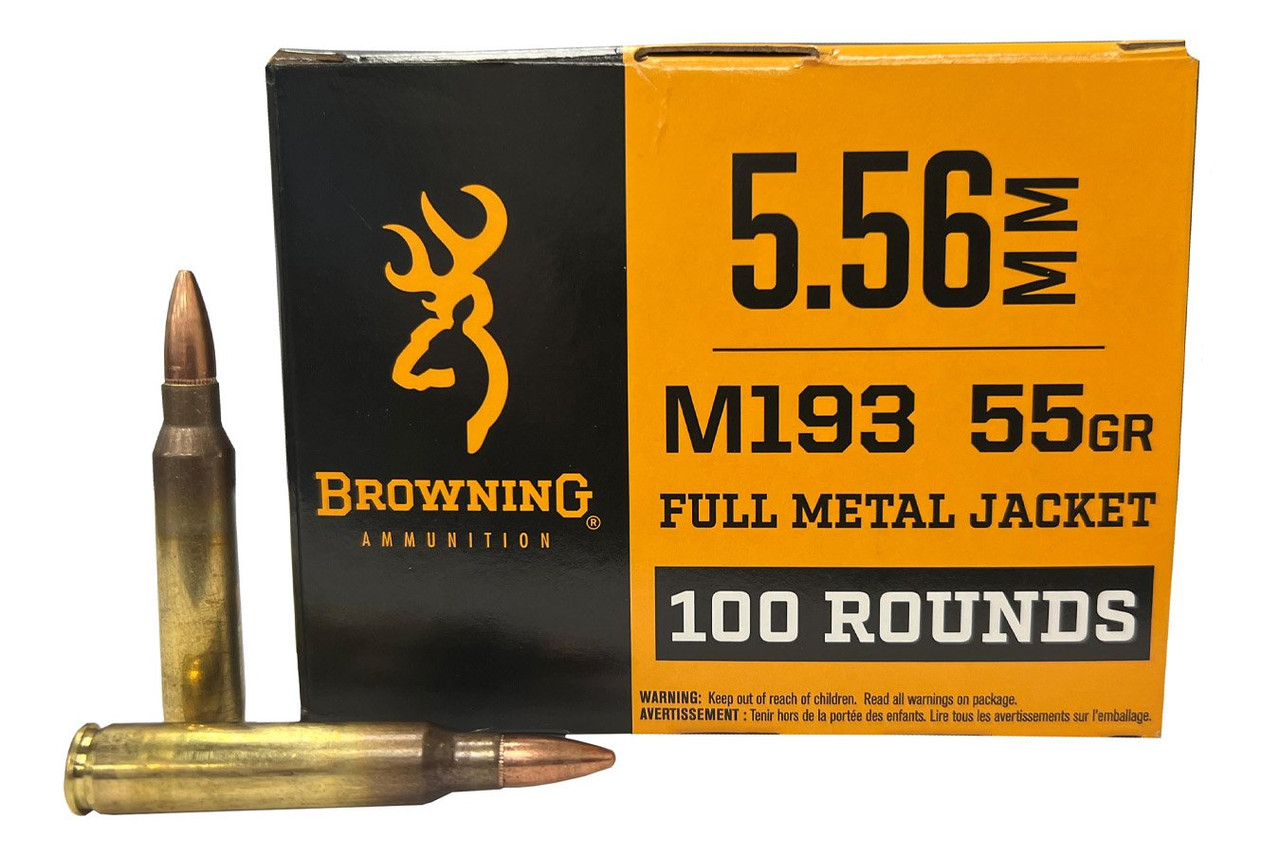 Browning Ammo 5.56 Nato 55gr FMJ M193 3180 FPS 100/Box [10 Boxes] 1000 ...