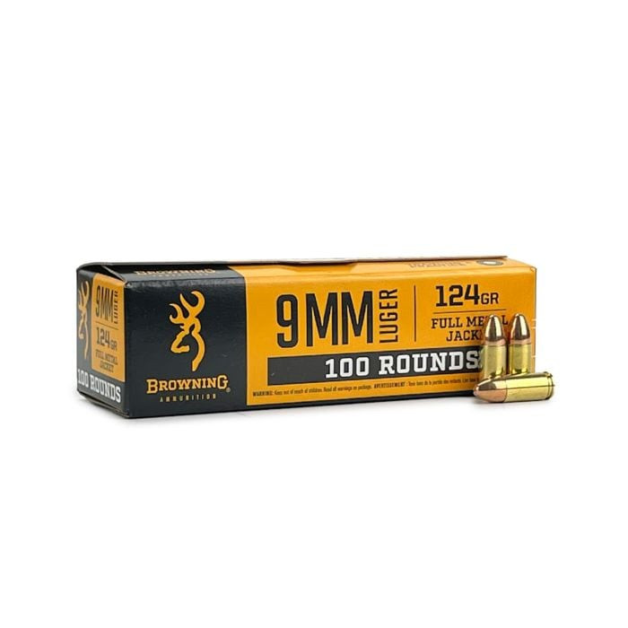 Browning Ammo 9mm 124gr FMJ 1140 FPS 100/Box [17 Boxes] 1700 Rounds ...
