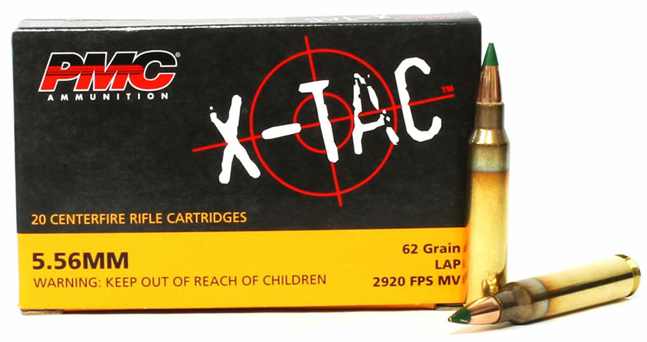 PMC X-TAC Ammo 5.56 62gr M855 LAP Green Tip FMJ 2920 FPS 20/box