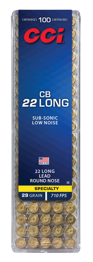 CCI Specialty Ammo 22 CB Long Subsonic 29gr Lead Round Nose 710 FPS 100/Box